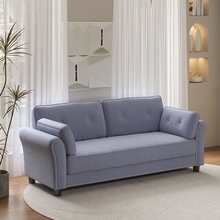 Velvet Upholstered Loveseat Sofa Track Arms Sofa with Nail Head Trim ...