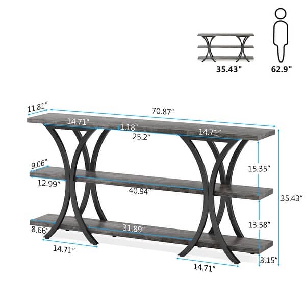 Console Table with Storage Shelf, 70.8 Inch Long Sofa Table Entry Table ...