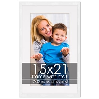 15x21 Frame with Mat - White 17x23 Frame Wood Made to Display Print or ...