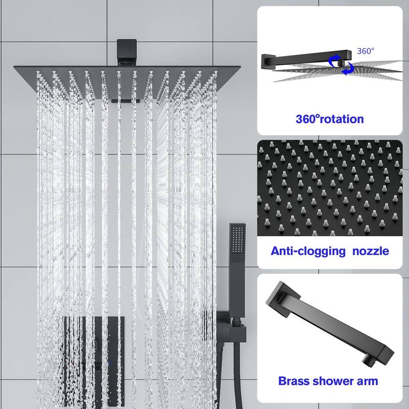 Waterfall Tub Spout Shower Faucet Set w/ 12-in. Rain Shower Head ...