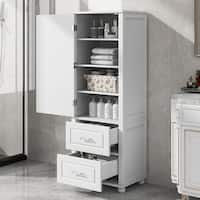Freestanding Tall Bathroom Storage Cabinet with Two Drawers and ...