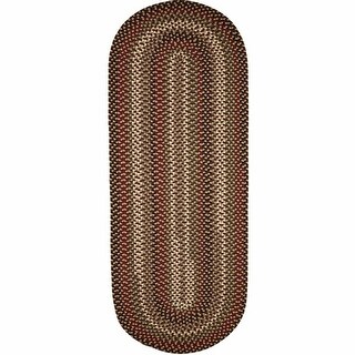 Super Area Rugs Braided Country Farmhouse 2' x 6' Oval Red Tan Black ...