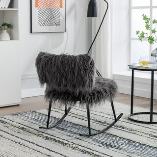 25.2'' Wide Faux Fur Plush Nursery Rocking Chair - Bed Bath & Beyond ...