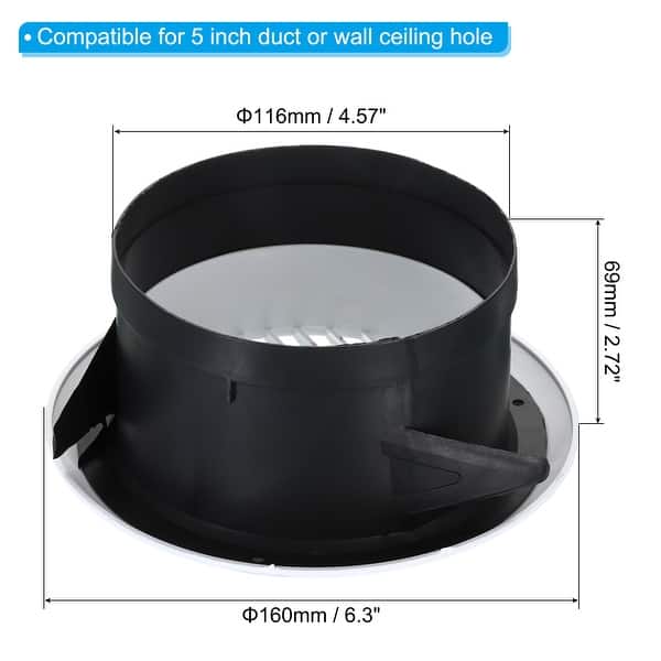 5" Round Air Vent Ceiling Diffuser Grill Cover ABS Louver Soffit Vent ...