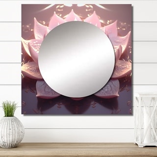 Designart "Blooming Magical Pink Lotus II" Lotus Wall Mirror - Floral ...