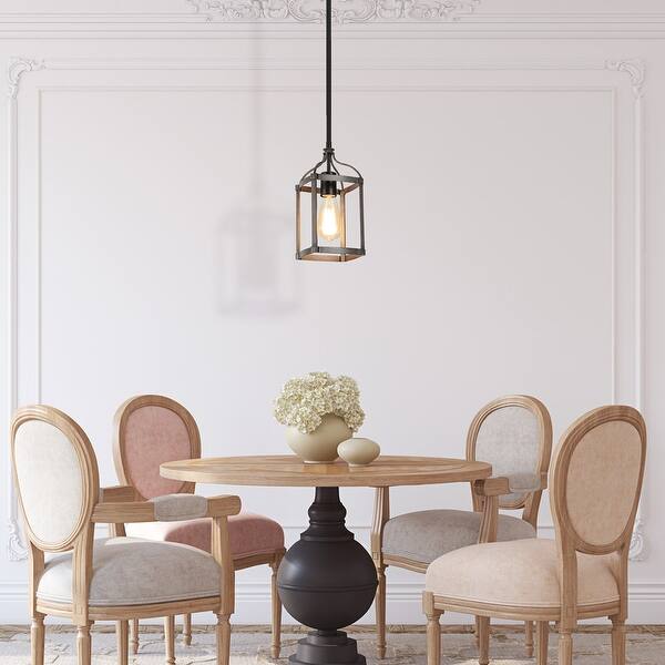 Farmhouse 1-light Faux Wood Rustic Cage Kitchen Island Pendant Light ...