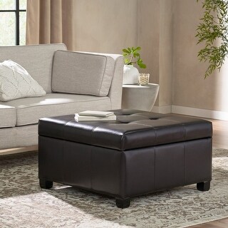 Drake Espresso Bonded Leather Storage Ottoman - Bed Bath & Beyond ...