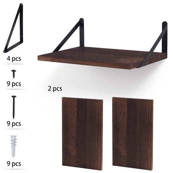 Floating Shelves 12 Inch Deep, Rustic Wood Wall Mounted Shelves Set of ...