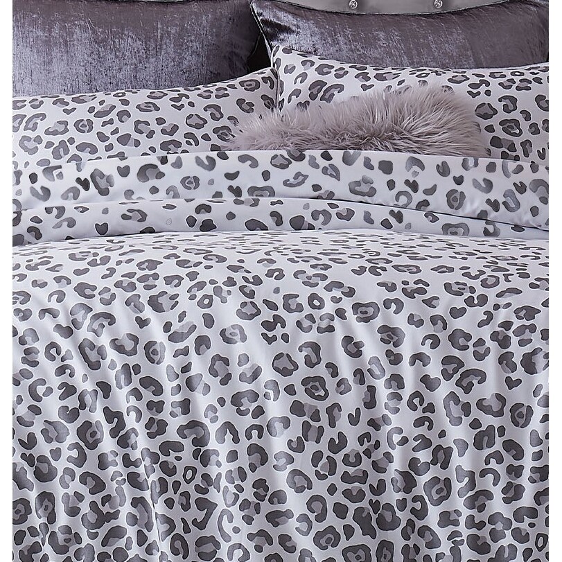 white leopard print bedding