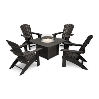 POLYWOOD Nautical Curveback Adirondack 5-Piece Conversation Set with ...