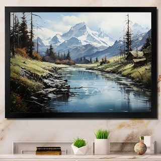 Designart "French Alps Mountain Serenity I" Landscapes Framed Canvas ...