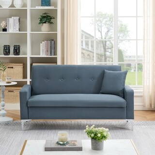 Leather Upholstered Multi-Use Sofa, Double Sofa Bed with Coffee Table ...
