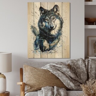 Designart 'Wolf Predator' Traditional Wood Wall Art Panels - Natural ...