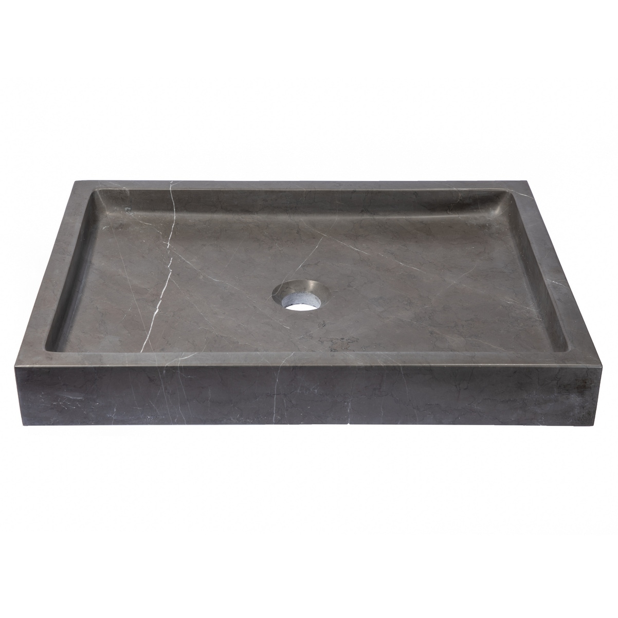 Rectangular Infinity Pool Sink - Honed Pietra Grey Marble - Bed Bath ...