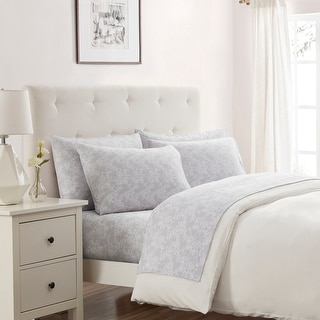 Tahari Home Emmy Grey Floral 6-Piece Printed Microfiber Bed Sheet Set - Bed Bath & Beyond - 39256793