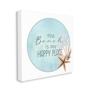 Stupell Beach is my Happy Place Sentiment Shell Starfish Canvas Wall ...