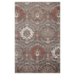 5' X 8' Rust Floral Stain Resistant Area Rug - 3'6" - Bed Bath & Beyond ...