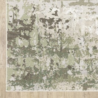 HomeRoots 3' X 5' Beige Grey Brown And Sage Green Abstract Power Loom ...