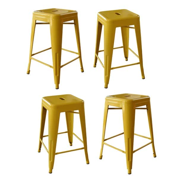 Loft Gold 24 Inch Metal Counter Stool - 4 Piece - Bed Bath & Beyond ...