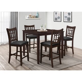 5 Piece Counter Dining Set, Wooden Square Shape Dining Table, Grid back ...