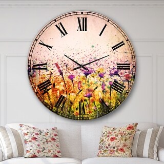 Designart 'Abstract Cosmos of Colorful Flowers' Flower Large Wall CLock - Bed Bath & Beyond ...