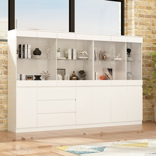 Modular Large display case,Bar Cabinet with glass doors,drawers,lights ...