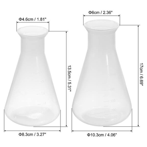 50,100,250,500ml Erlenmeyer Flask with Screw Caps, 4Pcs Narrow Mouth ...