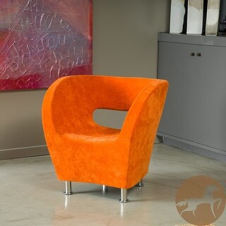 Modern Microfiber Barrel Chair with Steel Cylindrical Legs - Bed Bath ...