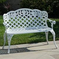 "Esme" Iron Garden Bench with Heart Design - 45.7X21.65X45.7 - Bed Bath ...