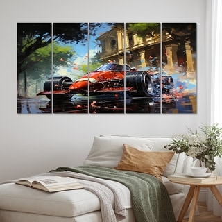 Designart "Retro Grand Prix Sports Car Illustration III" Cars Race Car ...