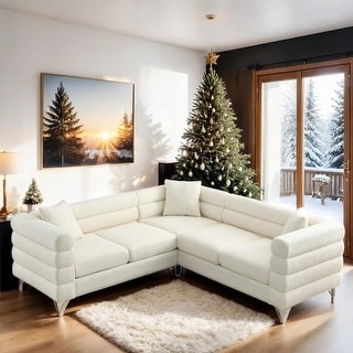 5-Seater 81.5-Inch Corner Sofas with 3 Cushions, Beige - Bed Bath ...