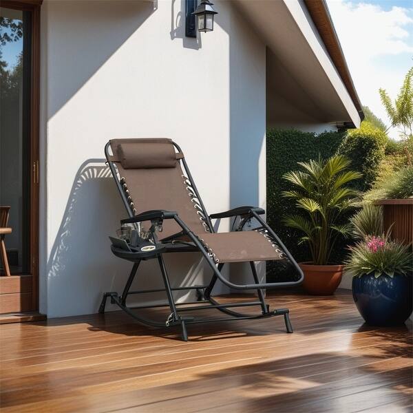 Outsunny Rocking Chairs, Foldable Reclining Zero Gravity Lounge Rocker ...