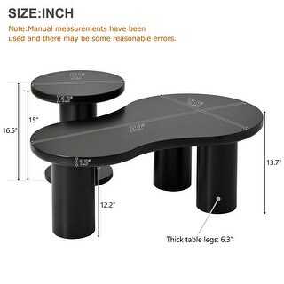 Nesting Coffee Table Set of 2, Cloud Coffee Table Set with Round Side ...