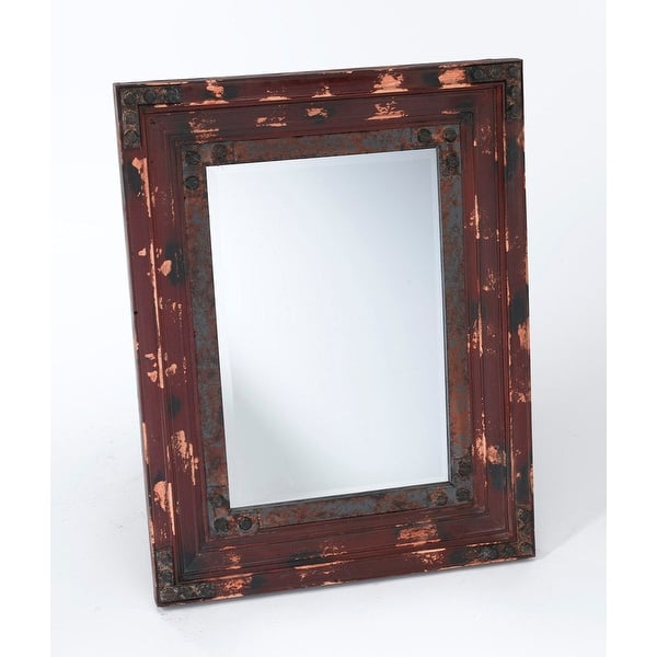 dark red frame mirror