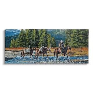 Stupell Crossing River Cowboy Landscape Canvas Wall Art by David Graham ...
