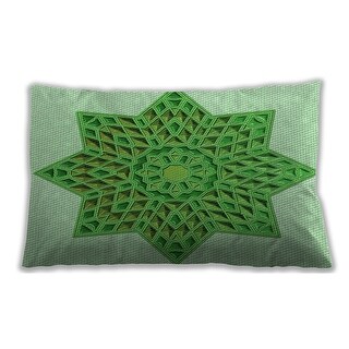Ahgly Company Patterned Indoor-Outdoor Jade Green Lumbar Throw Pillow ...