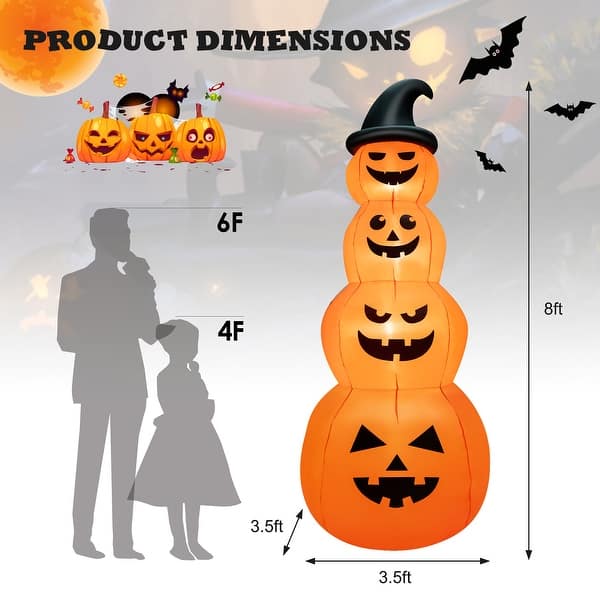 8FT Halloween Inflatable Pumpkin 4 Pumpkins Stack Halloween Decoration ...