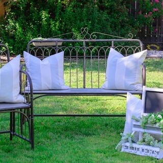 45.75" Gray Galvanized Outdoor Bench with Armrests - Bed Bath & Beyond ...