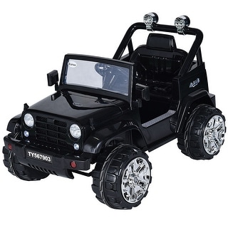 12V Kids Music Remote Control Ride on Jeep Car w/ LED Lights-Black ...