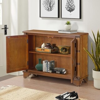 Natural Wood Console Table Storage Cabinets with Adjustable Shelf - Bed ...