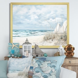 Designart "Beach Minimalism Landscape II" Nautical & Beach Framed Wall ...