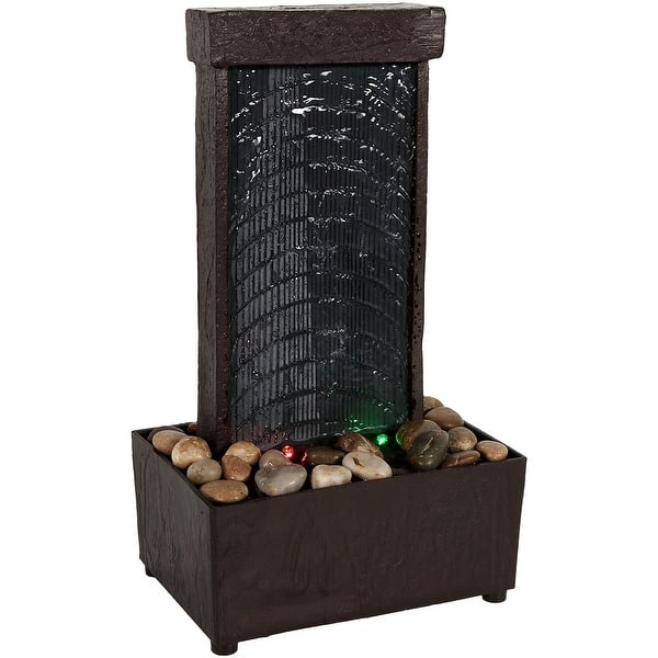 Sunnydaze Lighted Stream Tabletop Water Fountain with LED Lights 10 ...