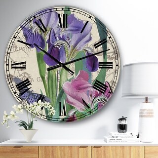 Designart 'Vintage Flowers III' Oversized Cottage Wall Clock - Bed Bath ...