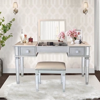 Vanities Desk with Drawers,with Mirror and Stool,for Bedroom - Bed Bath & Beyond - 40502224