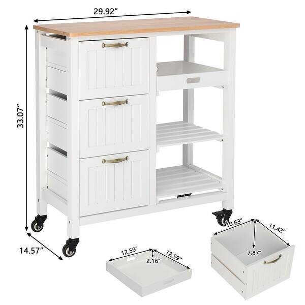 Three Layers MDF Rubber Wood Dining Cart - Bed Bath & Beyond - 35662331