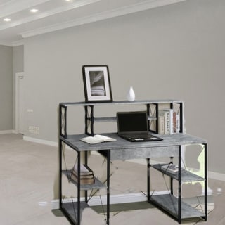 Recording Studio Desk with Open Shelves, Drawer and Hutch, Modern ...