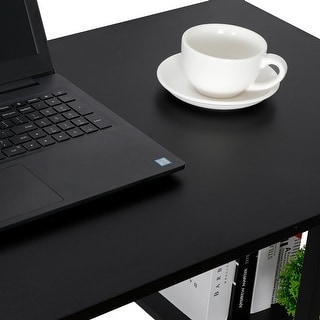 36 inch Computer Desk W/ Storage Shelves Chipboard Laptop Table, Black ...