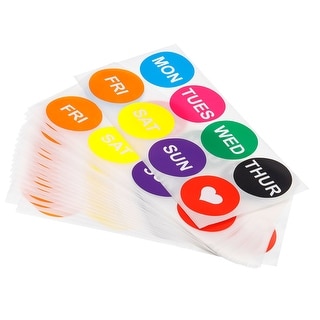 7 Days of the Week Labels Color Coding Sticker Round 50mm with a Heart ...