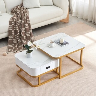 White Square Modern Nesting Table for Living Room(Set of 2) - Bed Bath ...