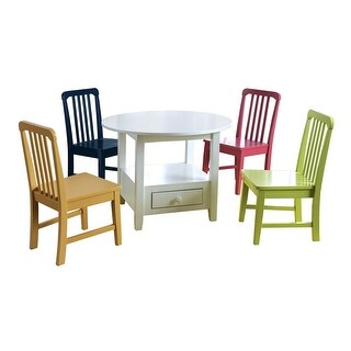 Round Shape Wooden Kids Table Set with Four Chairs, Pack of 5 ...